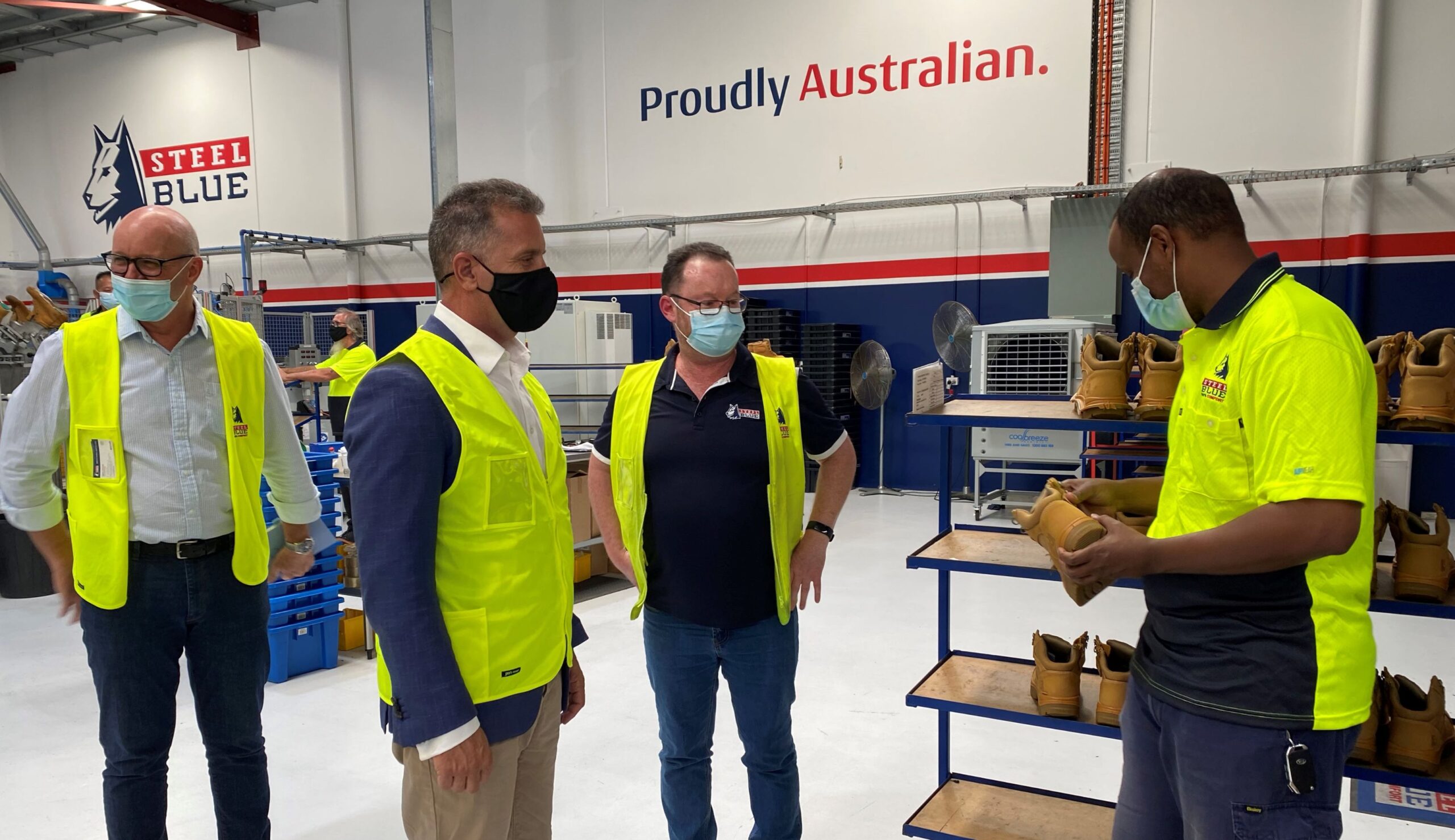 Minister for Police, Road Safety & Defence tours Steel Blue manufacturing